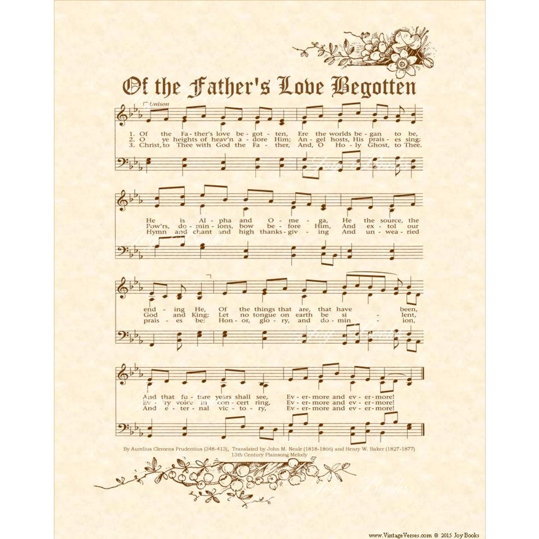 Of the Father's Love Begotten Christmas Hymn on Parchment - Etsy