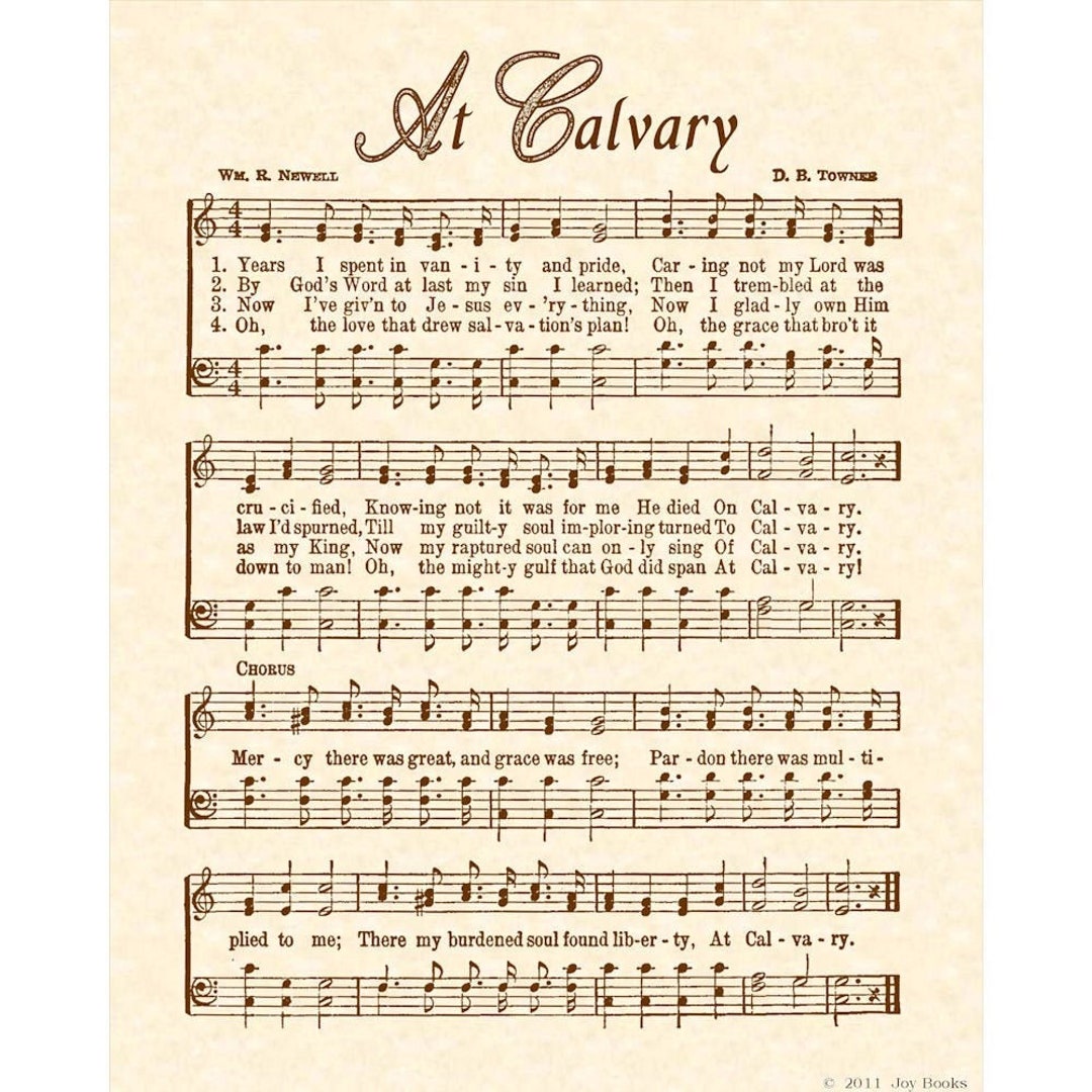 AT CALVARY - Hymn Wall Art Christian Home or Office Decor Vintage ...