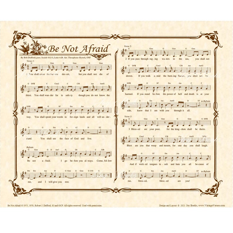 Be Not Afraid - 11x14 Christian Home & Office Decor Wall Art Sheet ...