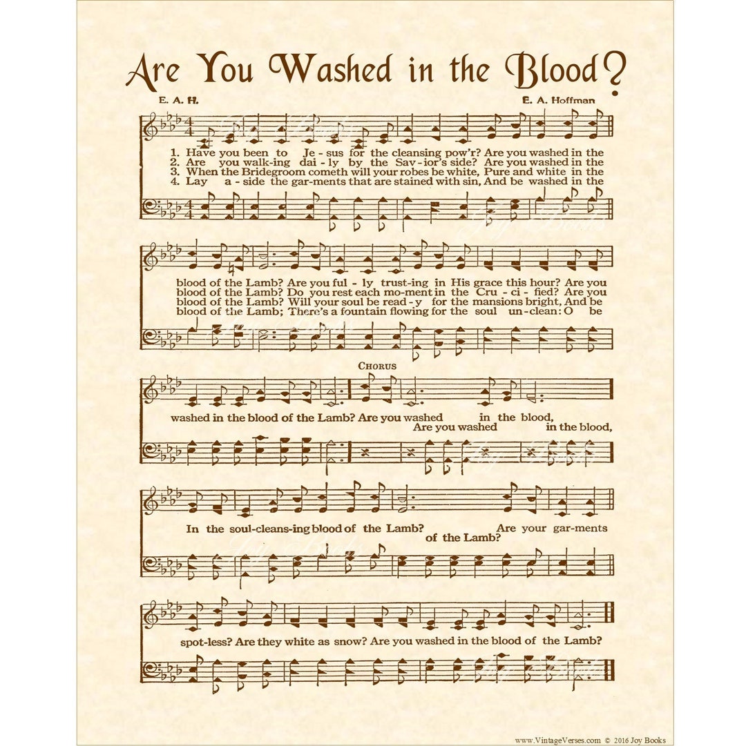 Are You Washed in the Blood Custom Christian Home Decor Vintage Verses ...