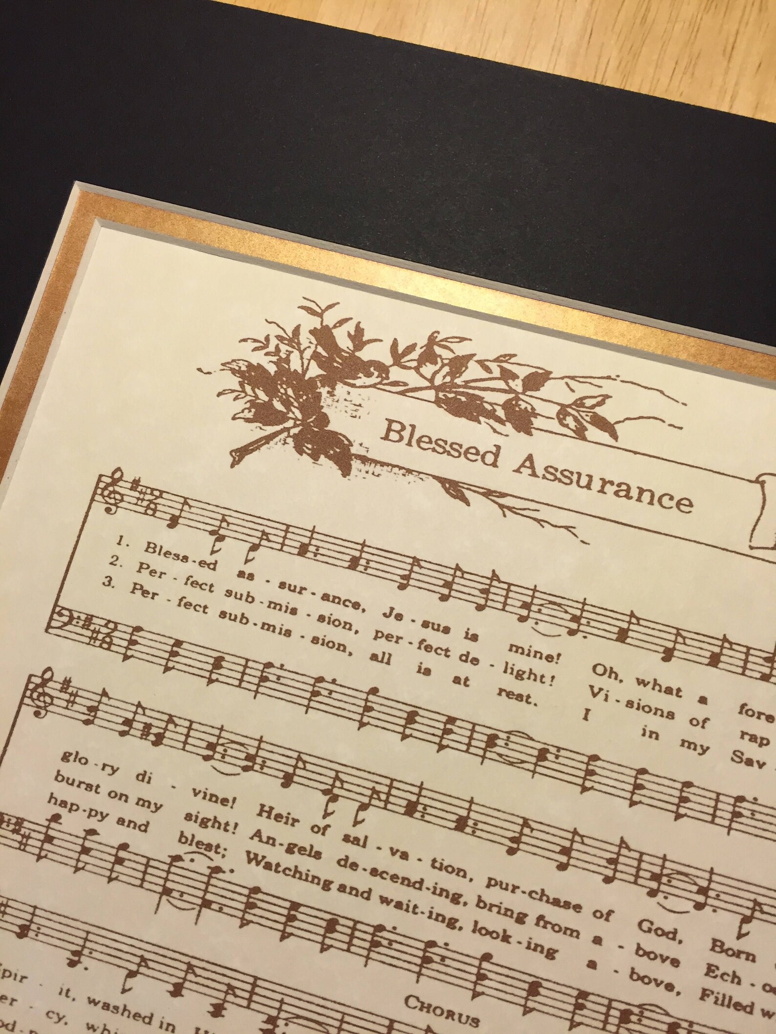 BLESSED ASSURANCE Hymn Wall Art Christian Home & Office Decor Vintage ...