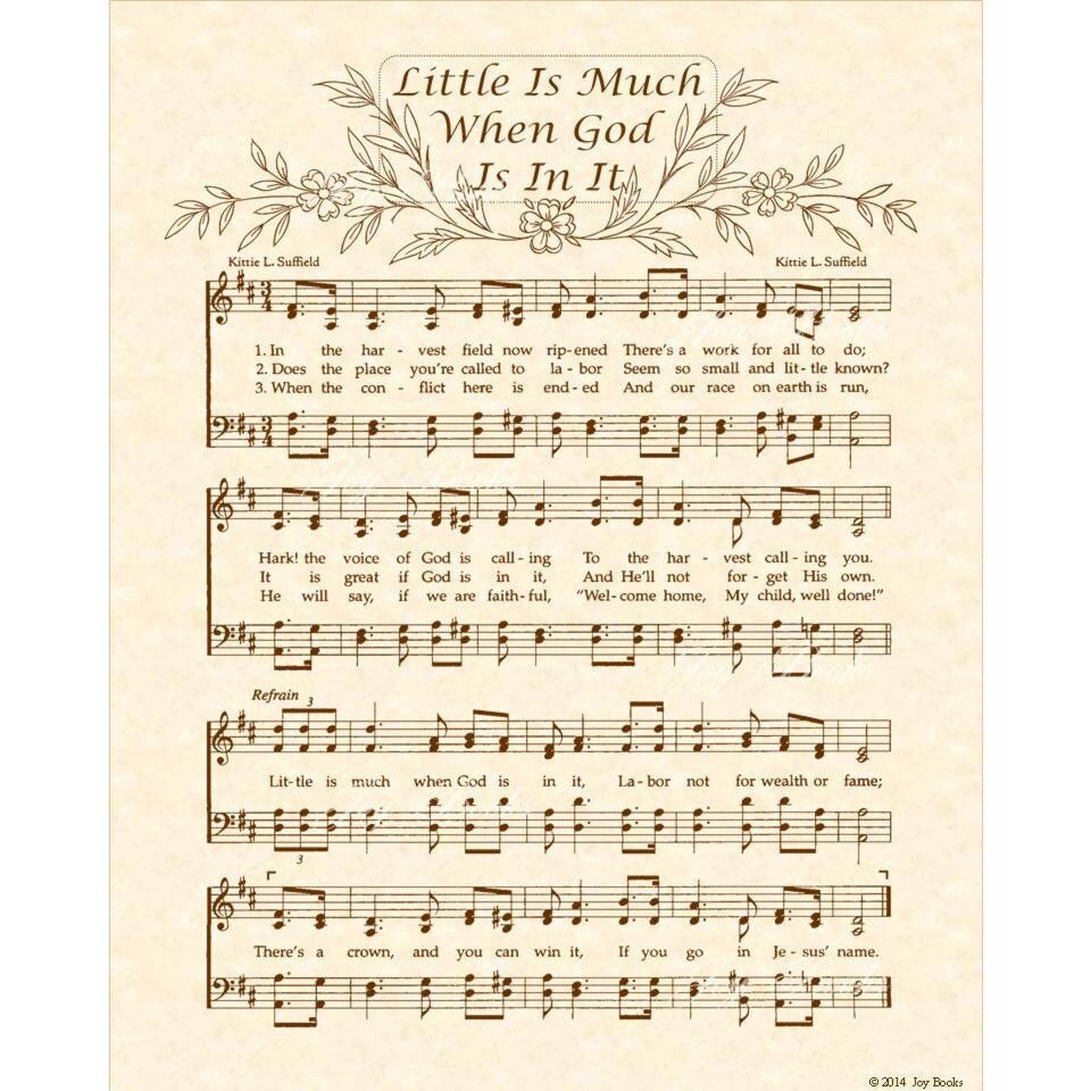 LITTLE is MUCH When GOD is in It - 8x10 Antique Hymn Art Print Natural ...