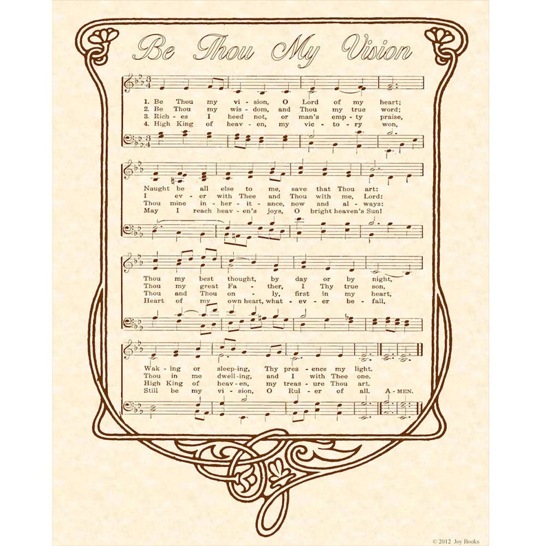 BE THOU My VISION - 8x10 Hymn on Parchment Wall Art Christian Home ...