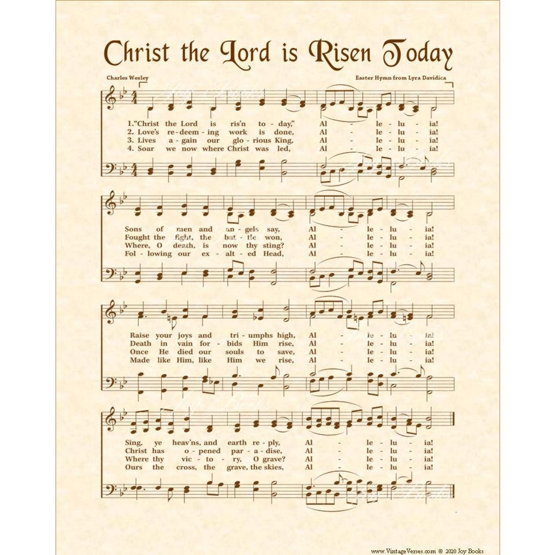 CHRIST the LORD is RISEN Today - Sheet Music Wall Art- Hymn on ...
