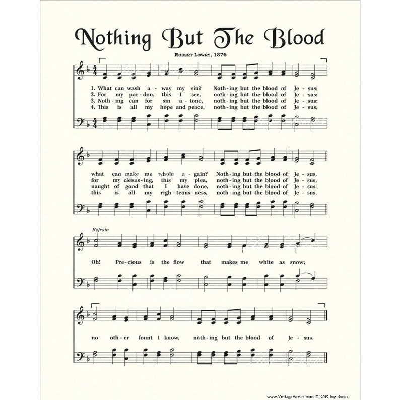 NOTHING But The BLOOD Christian Home & Office Decor Hymn | Etsy