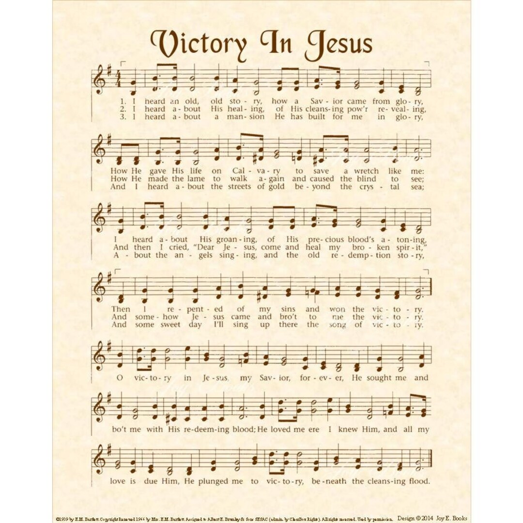 VICTORY IN JESUS - Vintage Verses Christian Home & Office Decor Sheet ...
