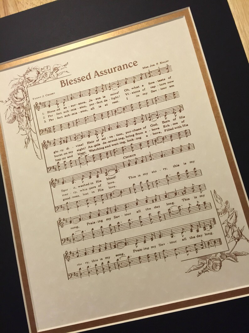 BLESSED ASSURANCE - Matted Hymn Wall Art - Christian Home & Office ...
