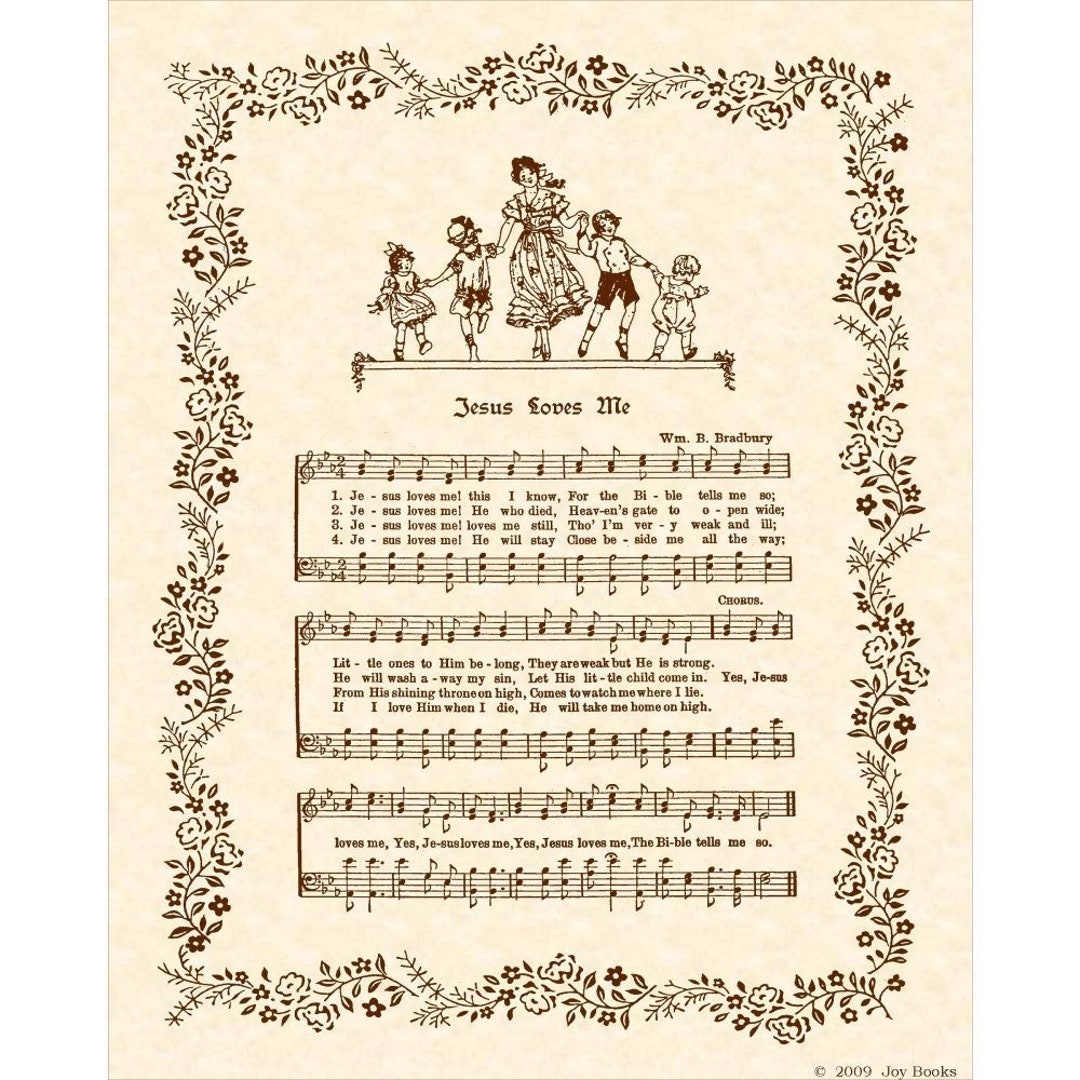 JESUS LOVES ME - Hymn on Parchment Christian Home & Office Decor ...