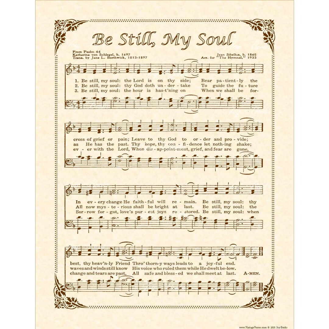 BE STILL My SOUL Christian Home & Office Decor Hymn on Parchment ...