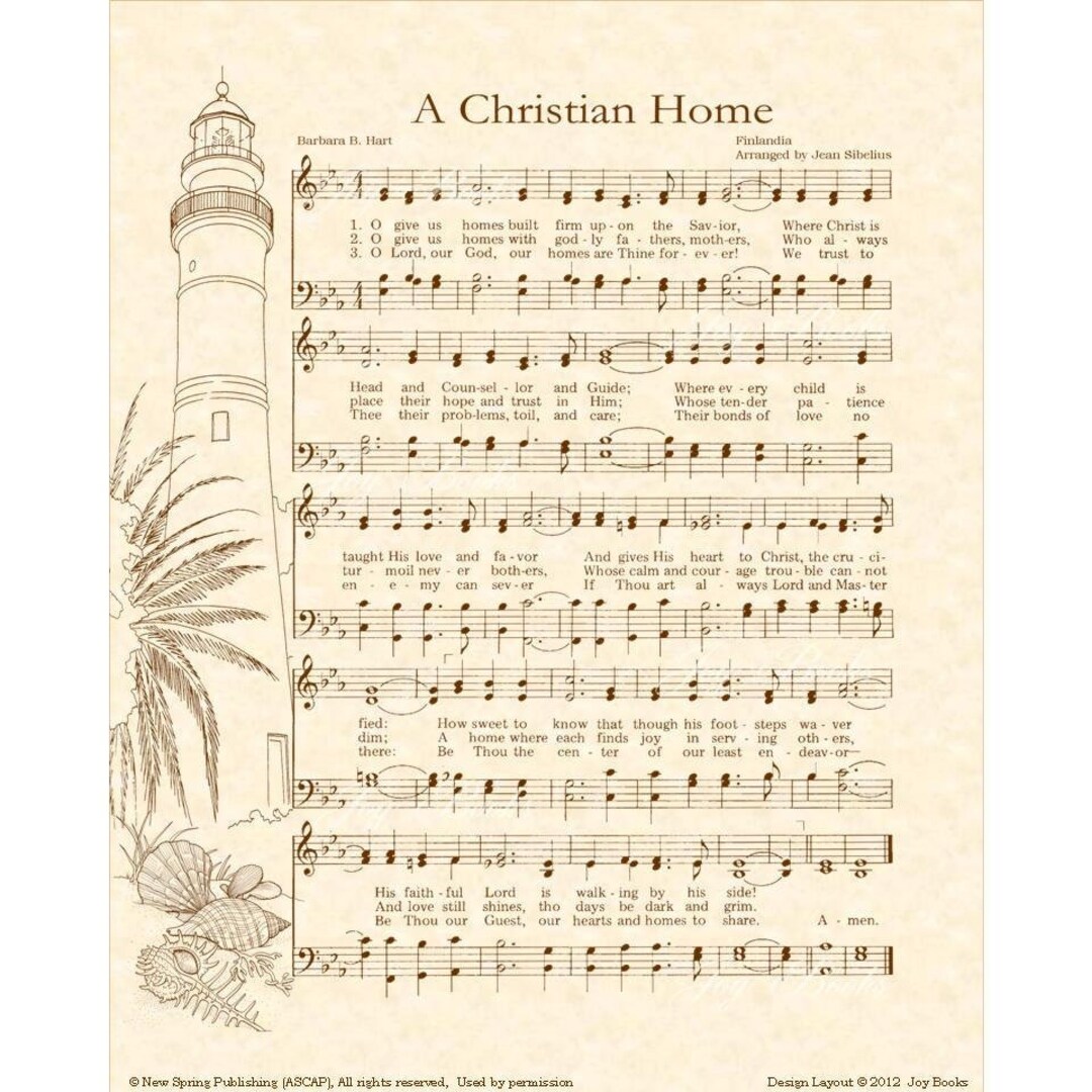 A CHRISTIAN HOME - Christian Home or Office Decor Sheet Music Wall Art ...