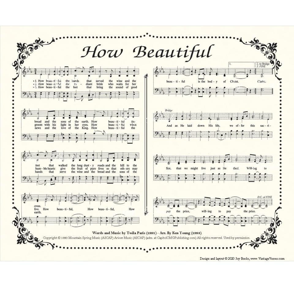 How Beautiful - Christian Home & Office Decor - Sheet Music Wall Art ...