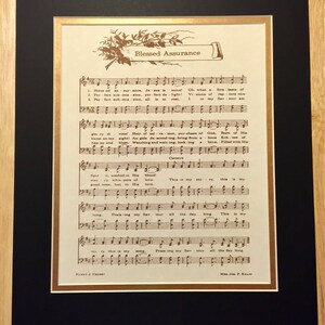 BLESSED ASSURANCE Hymn Wall Art Christian Home & Office Decor Vintage ...