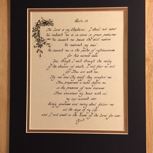 PSALM 23 KJV - 8x10 Hand Written Calligraphy Art Natural Parchment ...