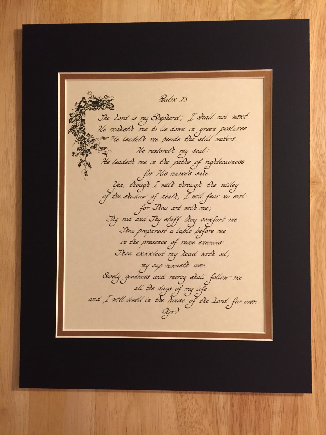 PSALM 23 KJV - 8x10 Hand Written Calligraphy Art Natural Parchment ...
