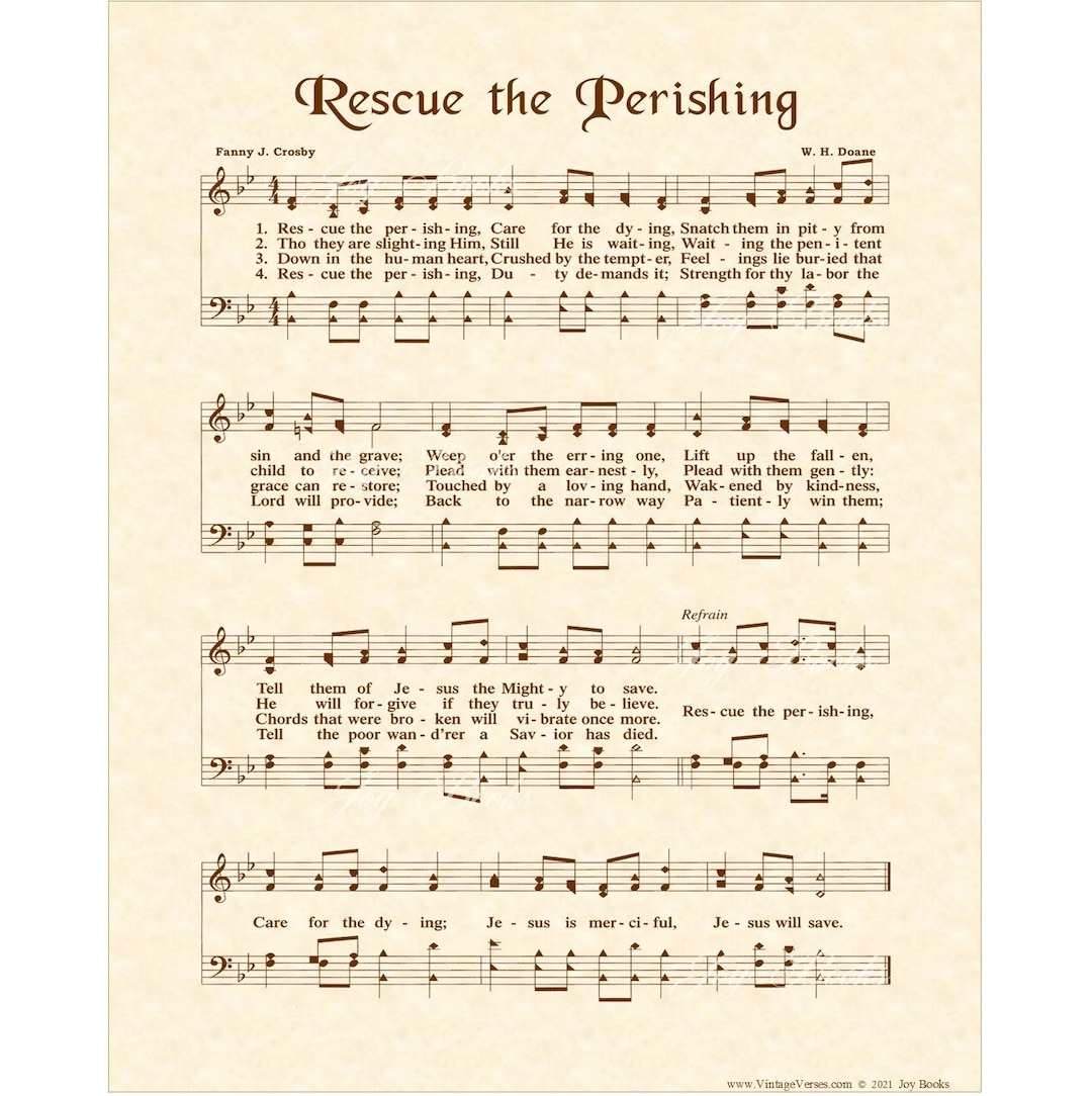 Rescue the Perishing - Christian Home & Office Decor Wall Art Hymn on ...