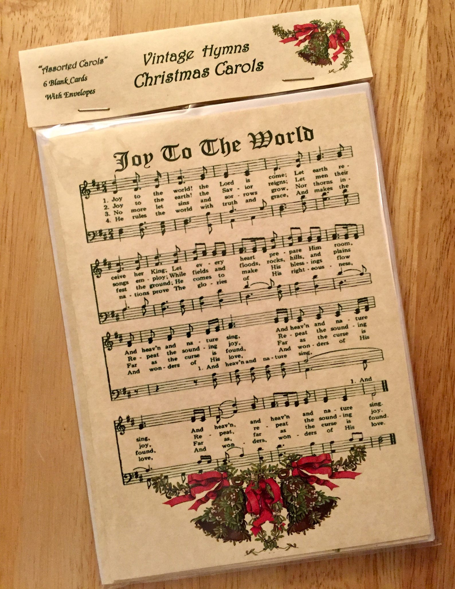 VINTAGE CAROL GREETINGS - Set of 6 Christmas Hymn Greeting Cards ...