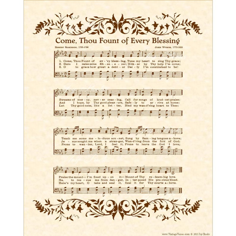 Come Thou Fount Of Every Blessing Hymn Art Custom Etsy