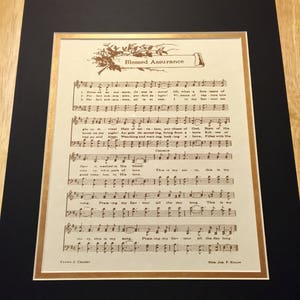 BLESSED ASSURANCE Hymn Wall Art Christian Home & Office Decor Vintage ...