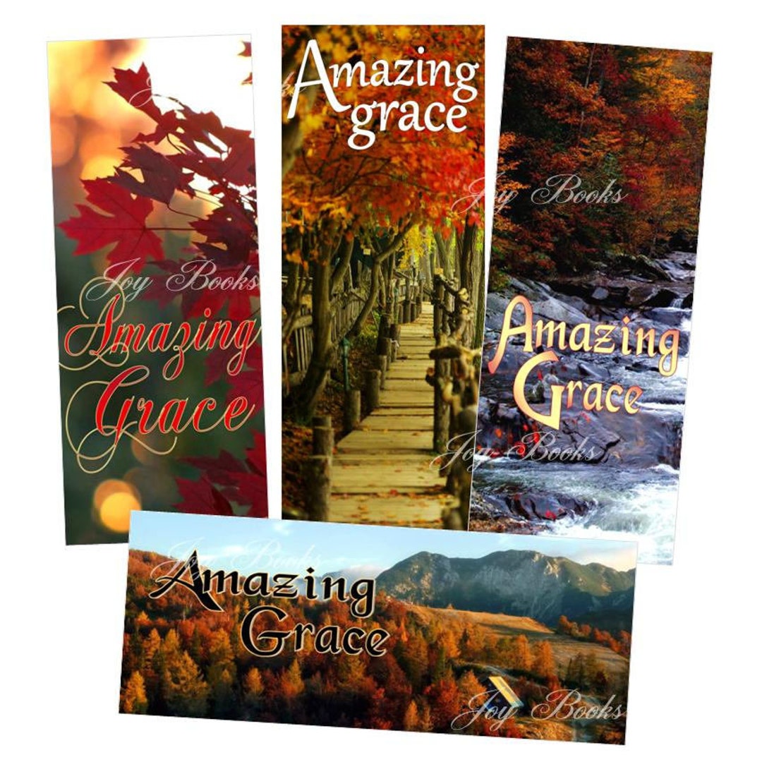 AMAZING GRACE - Printed Autumn Hymn Bookmarks W Song Lyrics Vintage ...