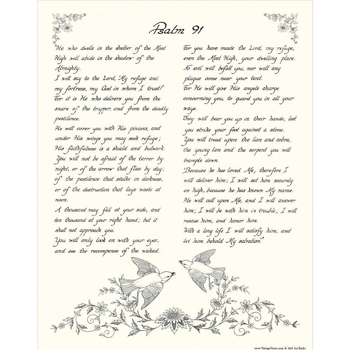 PSALM 91 11X14 Hand Written Calligraphy Wall Art Print | Etsy