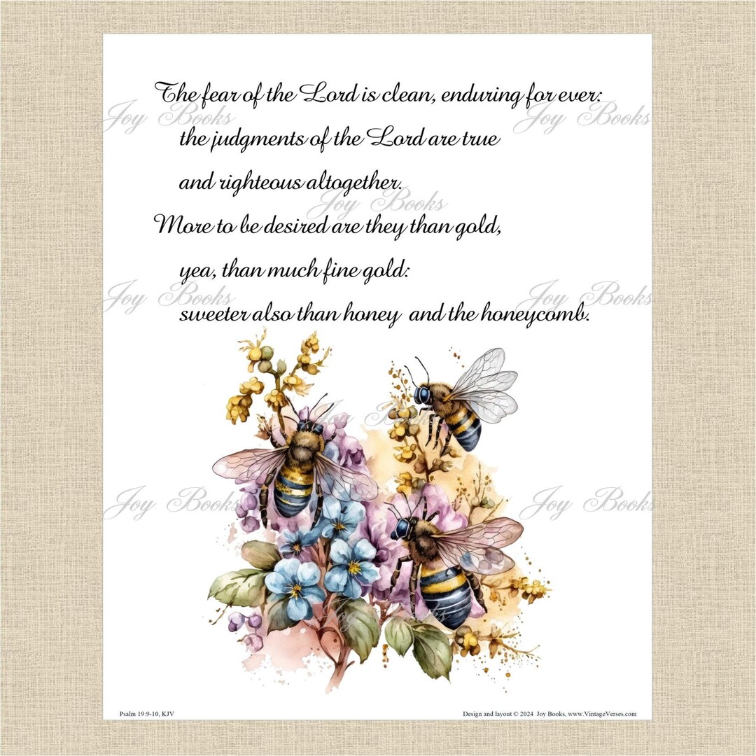 Sweeter Than Honey Psalm 19:9-10 KJV Christian Home & Office Decor ...