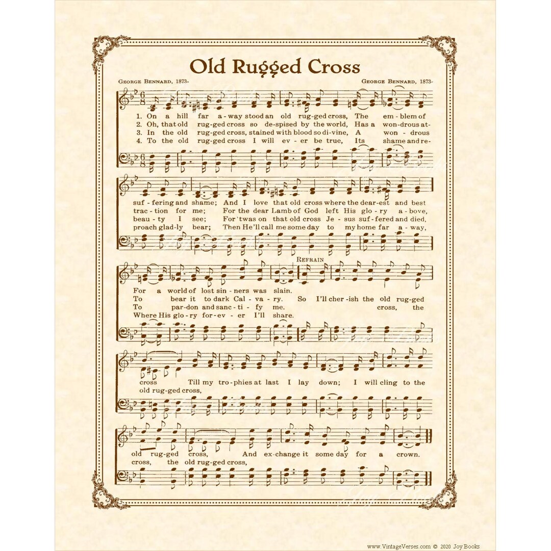 OLD RUGGED CROSS Aka on A Hill Far Away Christian Home/office Decor ...