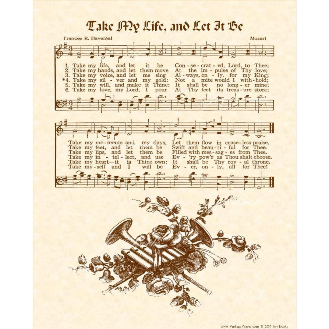 TAKE MY LIFE and Let It Be - Custom Christian Home Decor Vintage Verses ...