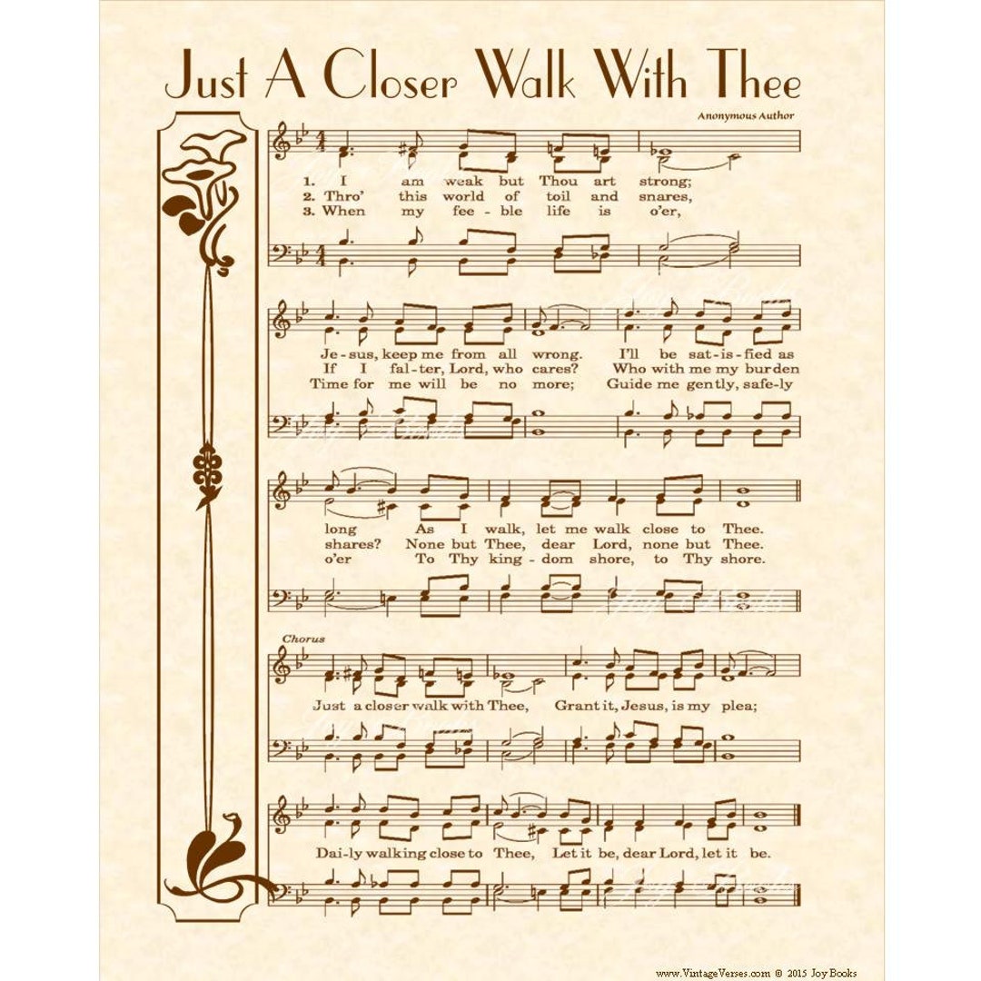 JUST A CLOSER Walk With THEE - Hymn Wall Art - Custom Christian Home ...