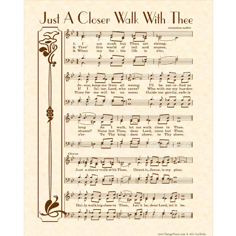 Just A Closer Walk With Thee Hymn Wall Art Custom Etsy