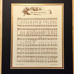 BLESSED ASSURANCE Hymn Wall Art Christian Home & Office Decor Vintage ...