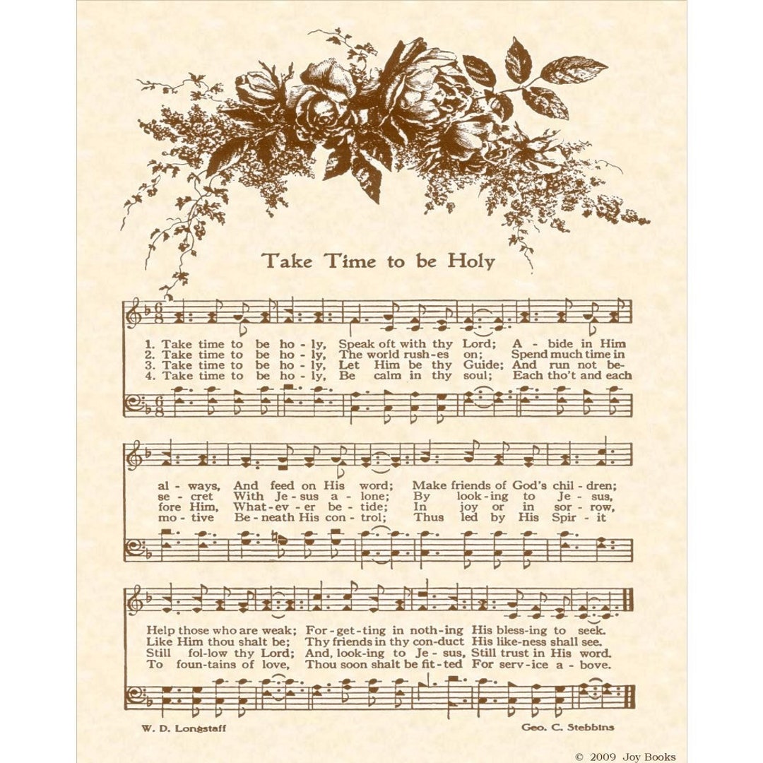 TAKE TIME to Be HOLY --- 8 X 10 Antique Hymn Art Print on Parchment - Etsy