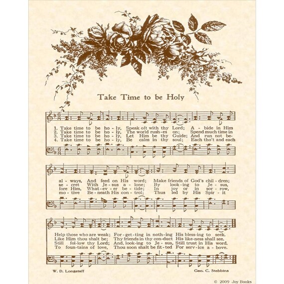 TAKE TIME to Be HOLY 8 X 10 Antique Hymn Art Print on - Etsy