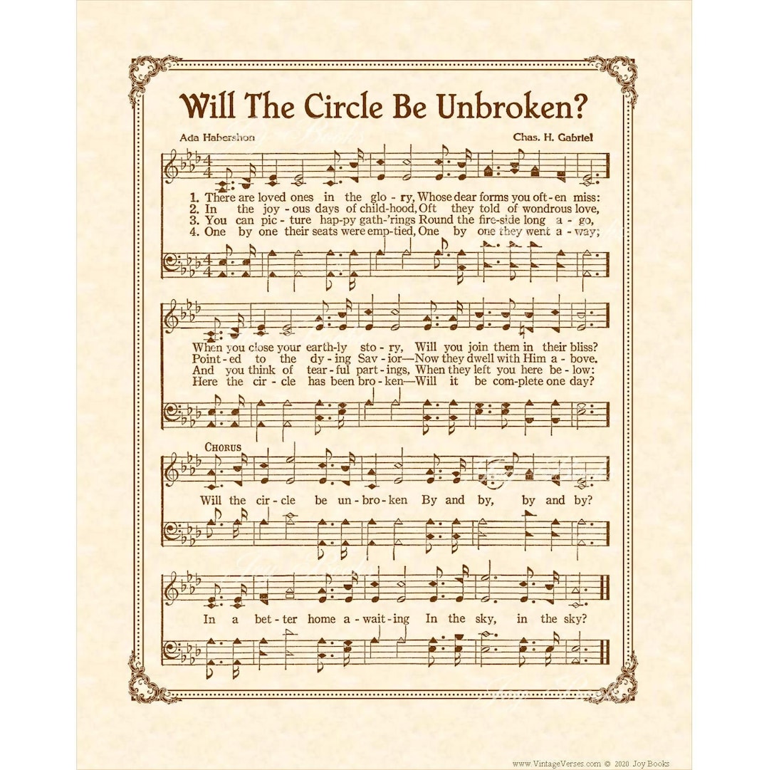 Will the Circle Be Unbroken - Christian Home & Office Decor Sheet Music ...