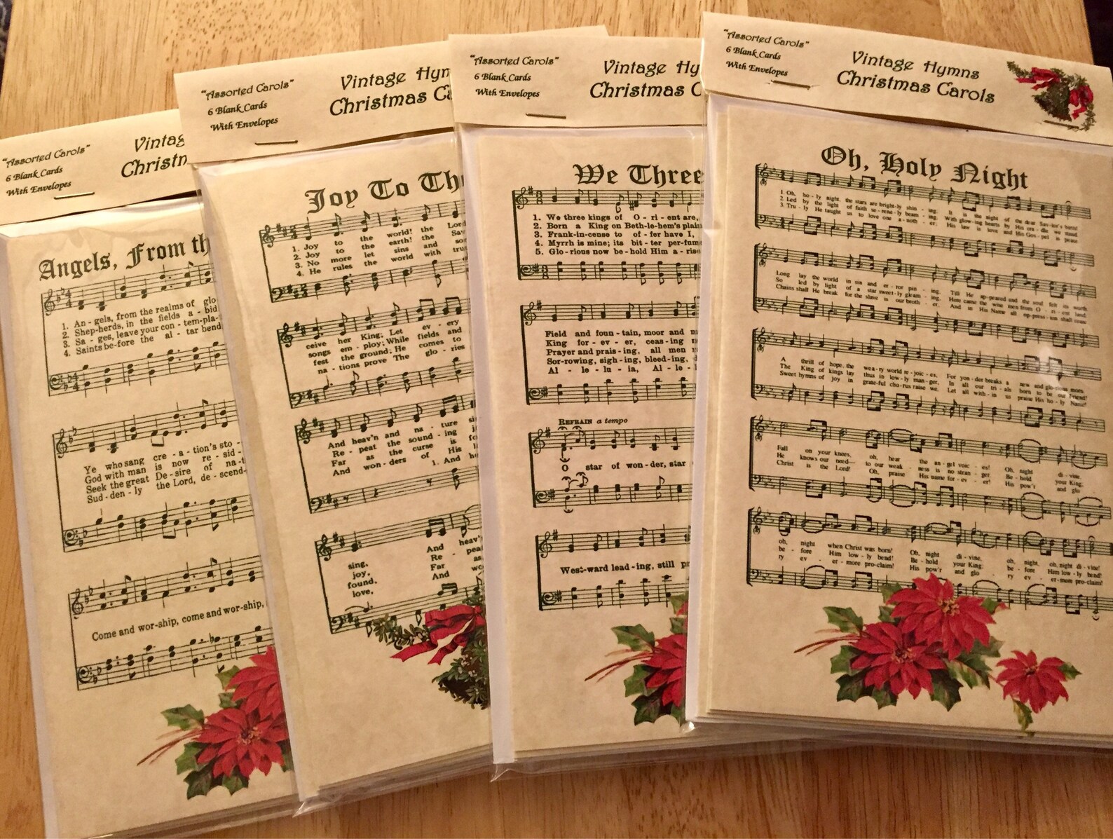 VINTAGE CAROL GREETINGS - Set of 6 Christmas Hymn Greeting Cards ...