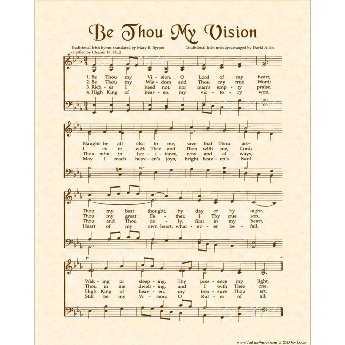 BE THOU My VISION 8 X 10 Antique Hymn Art Print on Natural | Etsy