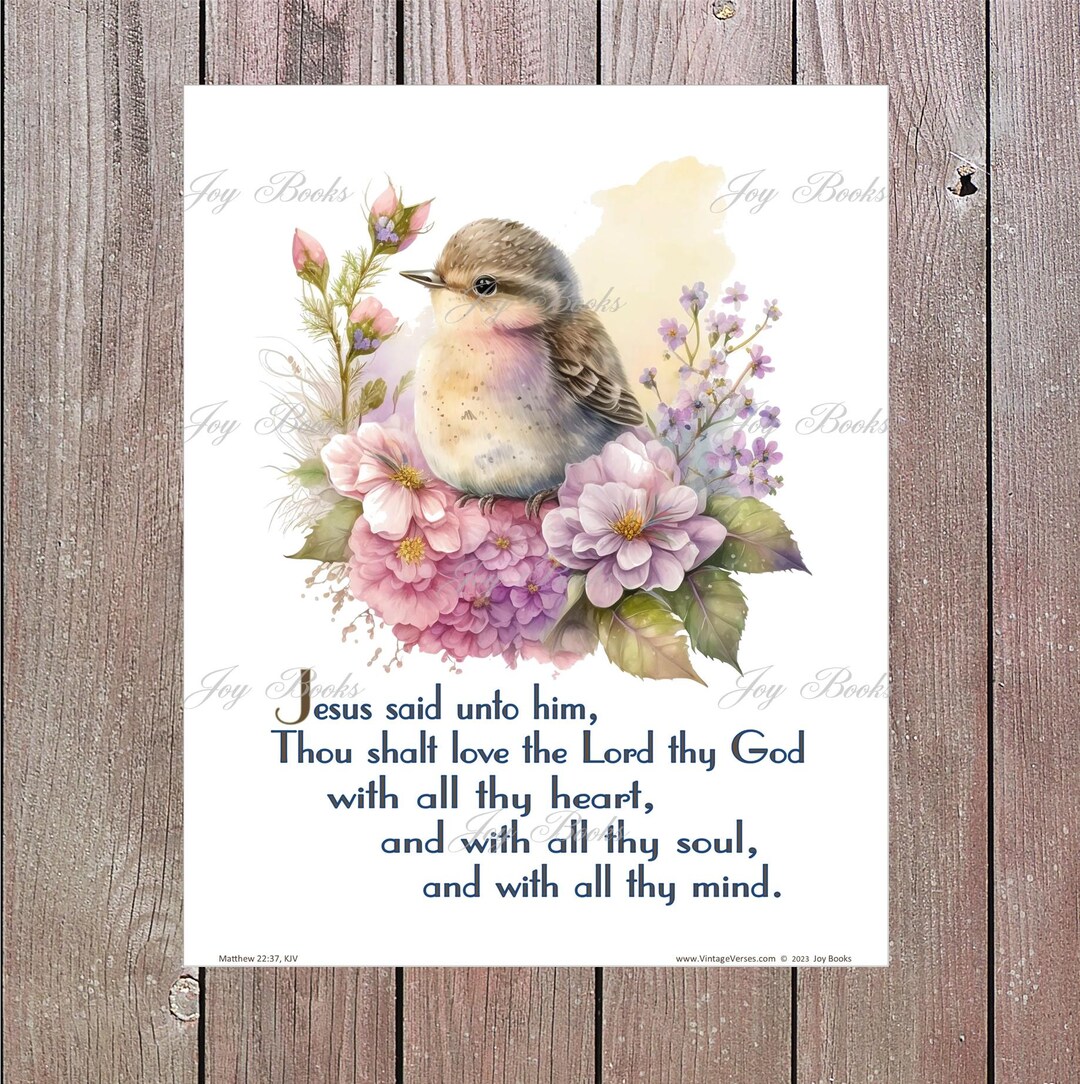 Greatest Commandment Matthew 22:37 KJV Christian Home & Office Decor ...