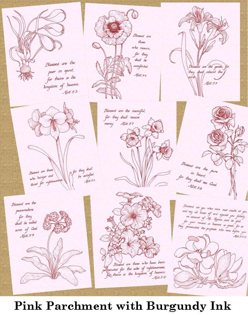 THE BEATITUDES 9 Piece Set of Hand Written Calligraphy Art Prints ...