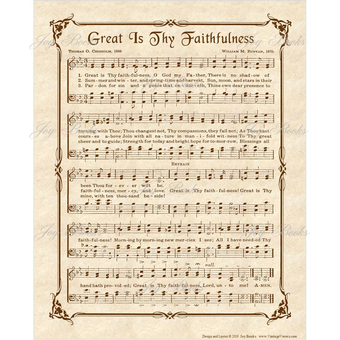 GREAT is THY FAITHFULNESS - Hymn on Parchment Christian Home & Office ...