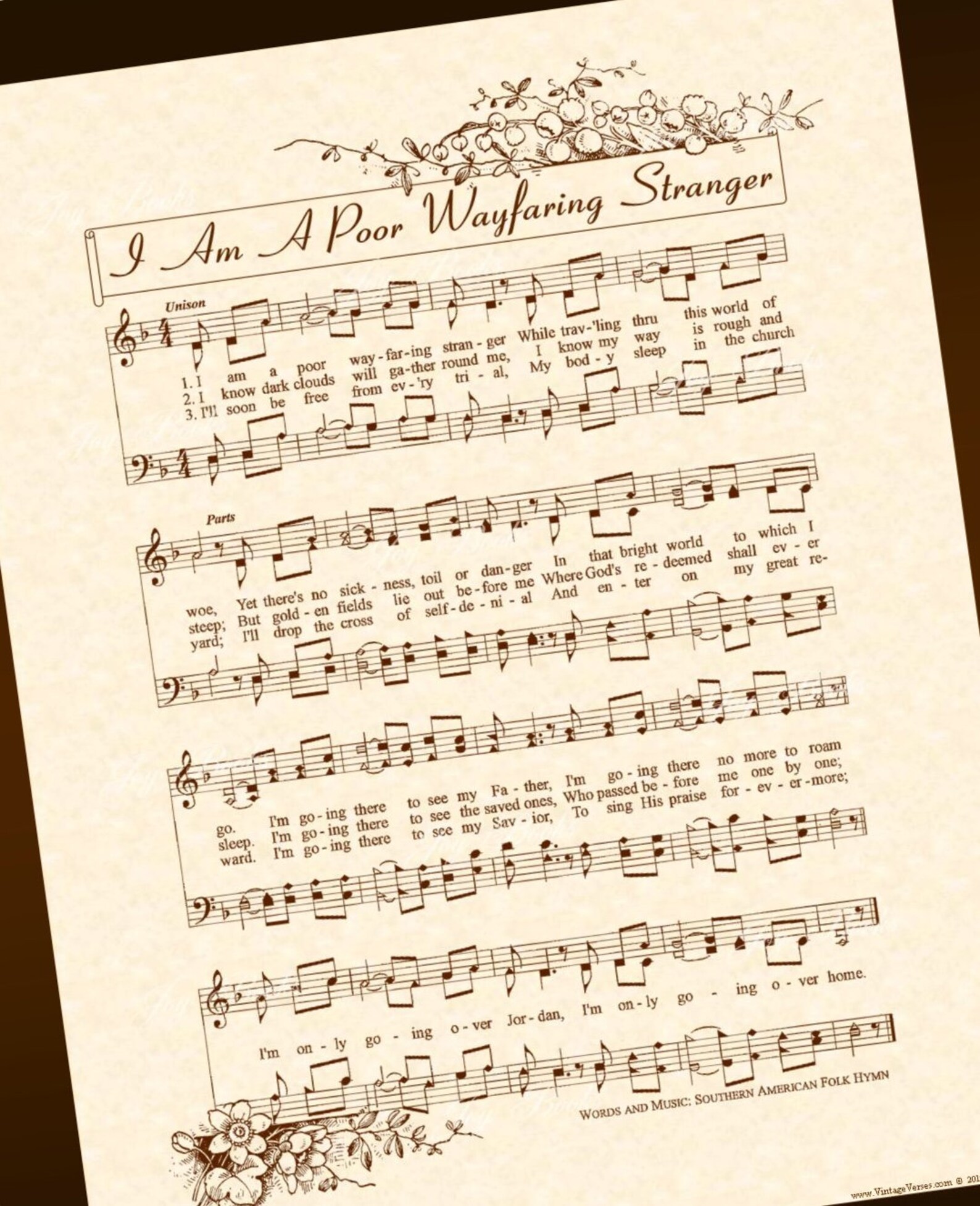 I Am A POOR WAYFARING STRANGER Hymn Wall Art Custom | Etsy