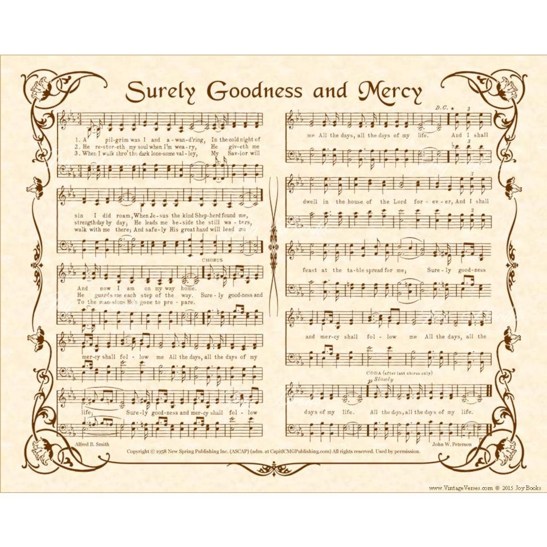 SURELY GOODNESS and MERCY - Christian Home & Office Decor - Vintage ...