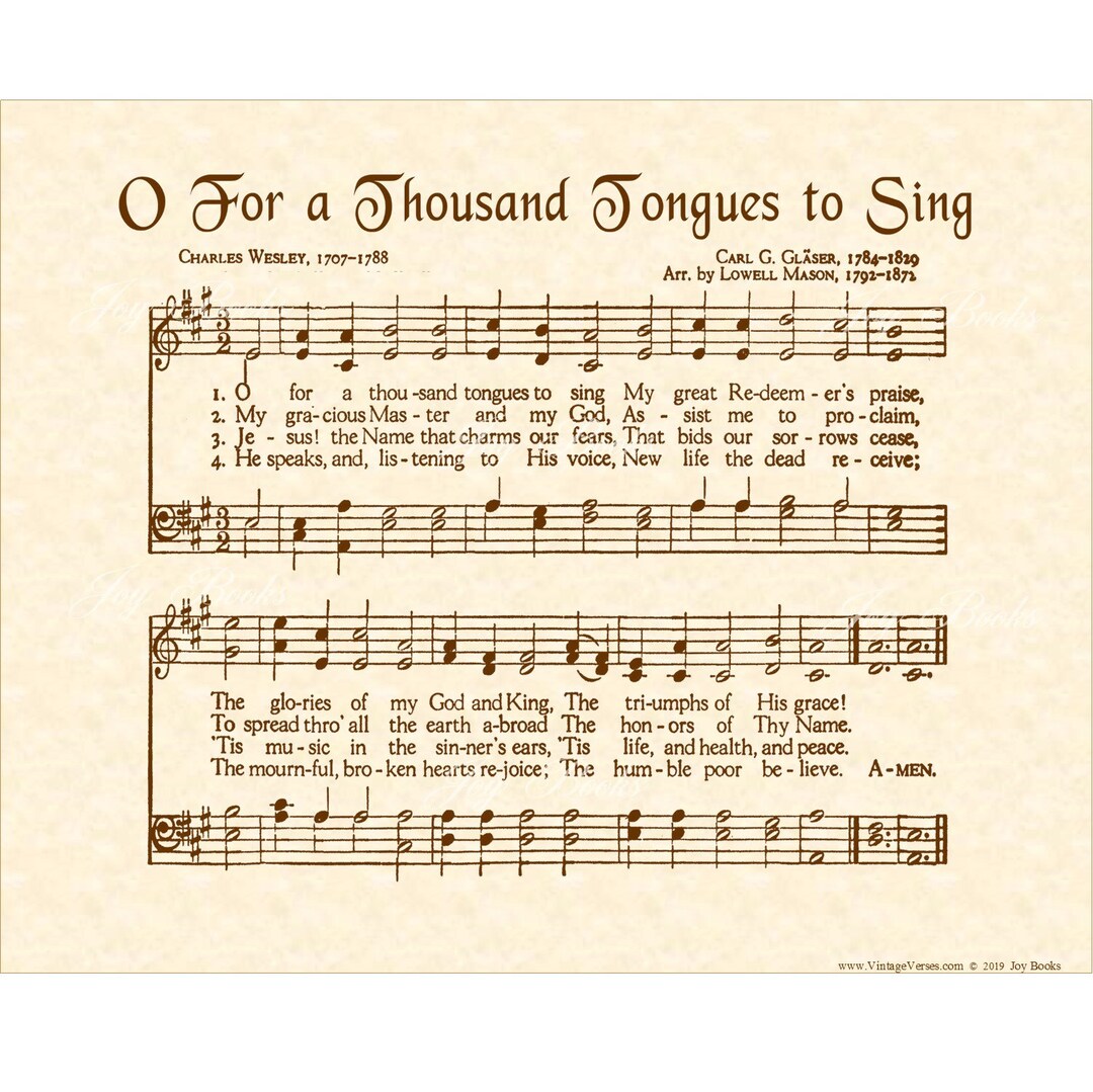 O for A Thousand Tongues to Sing Christian Home & Office Decor Sheet ...