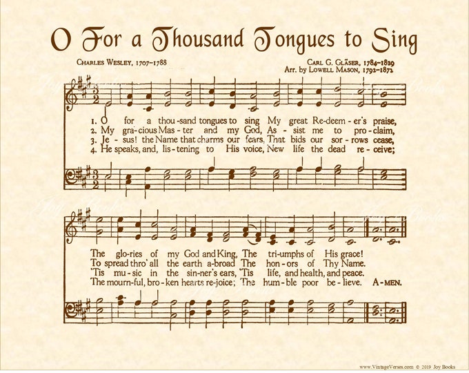O for A Thousand Tongues to Sing Christian Home & Office Decor Sheet ...