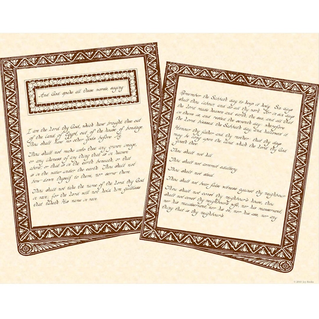 10 COMMANDMENTS Christian Home & Office Decor Hand Written Calligraphy ...