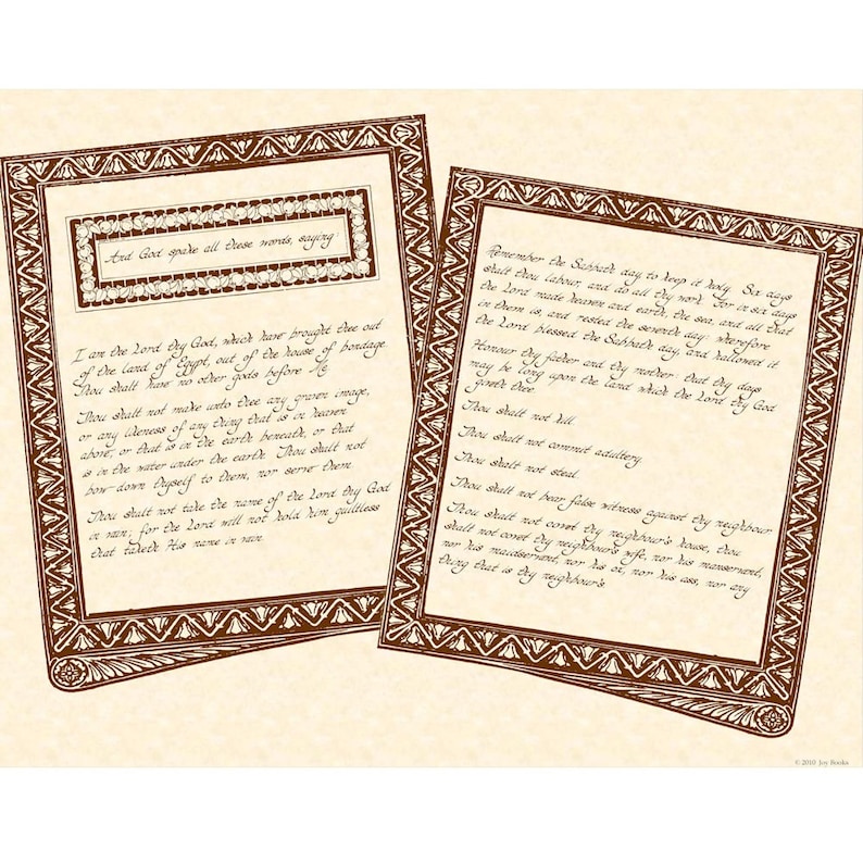 10 COMMANDMENTS Christian Home & Office Decor Hand Written - Etsy