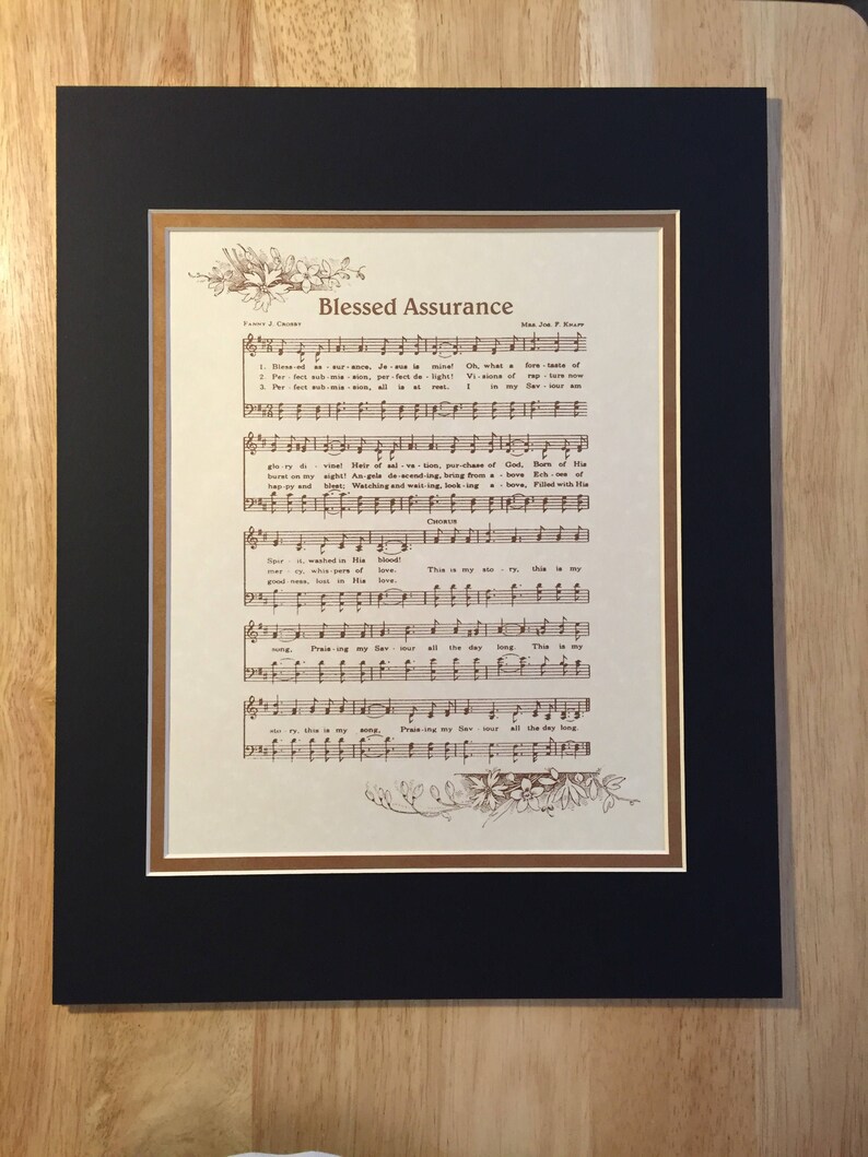 BLESSED ASSURANCE Hymn Wall Art Christian Home & Office Decor | Etsy