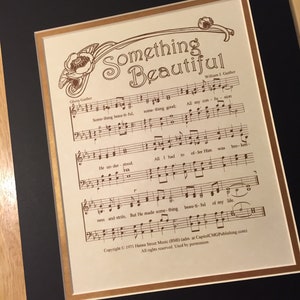 SOMETHING BEAUTIFUL - Matted Hymn Wall Art Christian Home & Office ...
