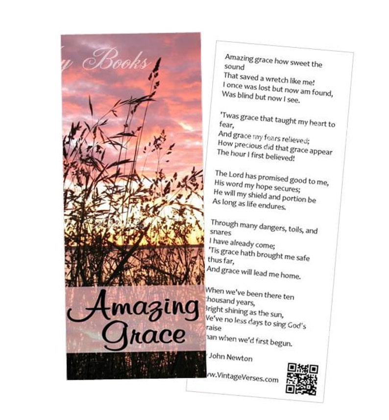 AMAZING GRACE Printed Hymn Bookmarks W Song Lyrics Vintage - Etsy