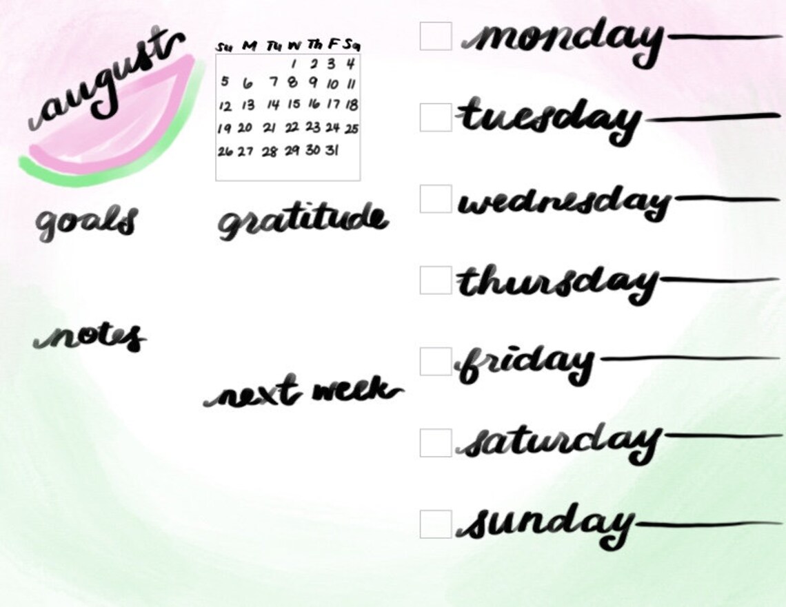 August Digital Bullet Journal Planner Template Pages for - Etsy