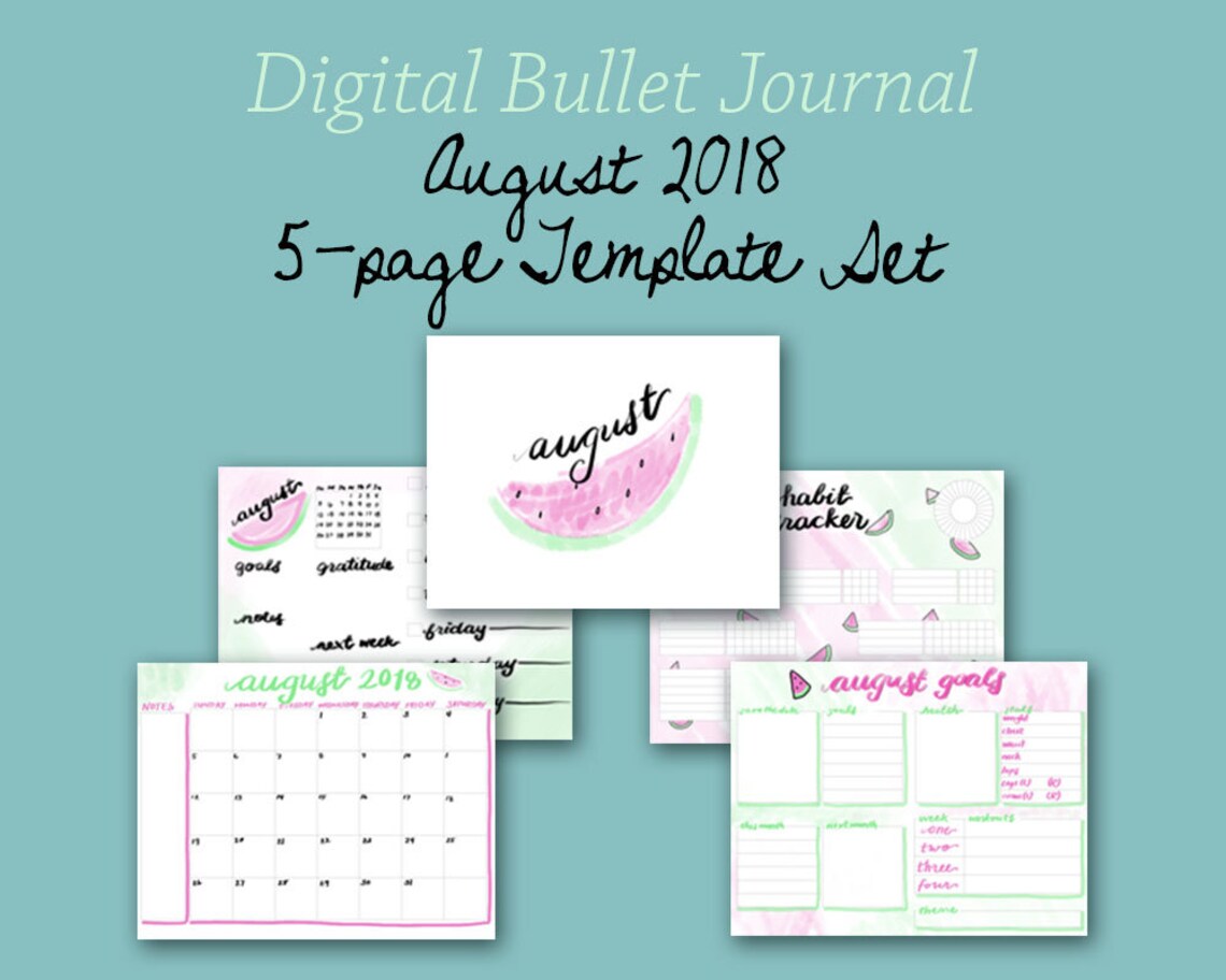 August Digital Bullet Journal Planner Template Pages for - Etsy