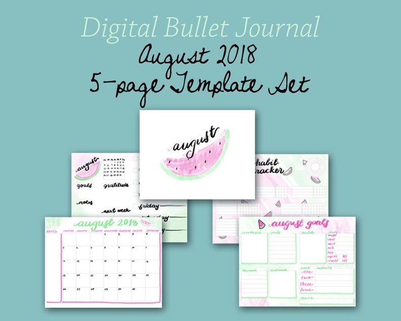 August Digital Bullet Journal Planner Template Pages for - Etsy
